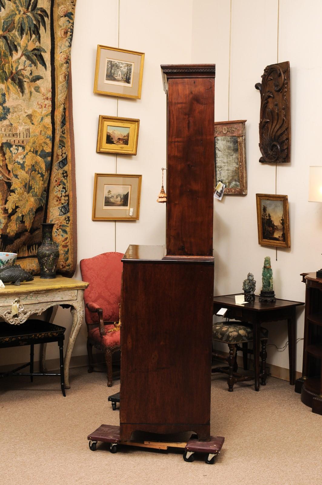 English Mahogany Secretary Bookcase with Dentil Molding, Crossbanding ...