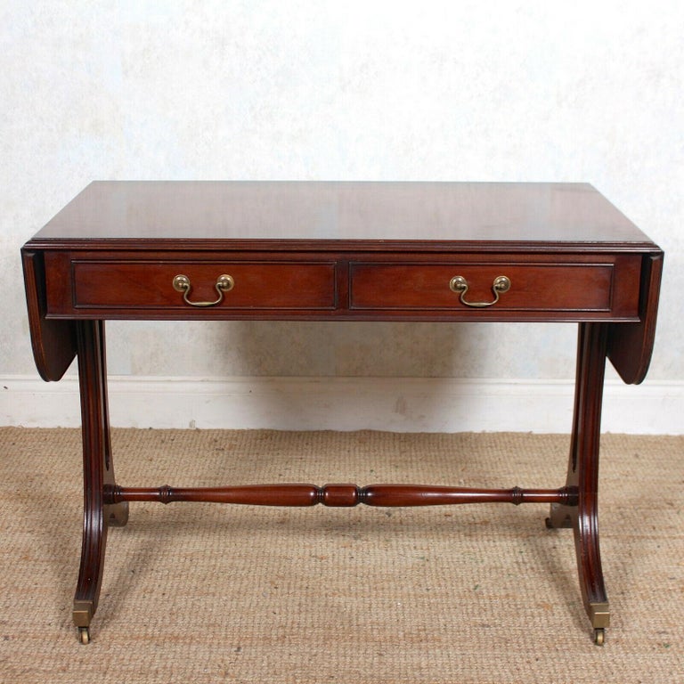 English Mahogany Sofa Writing Table Desk Bevan Funnell Drop-Leaf ...