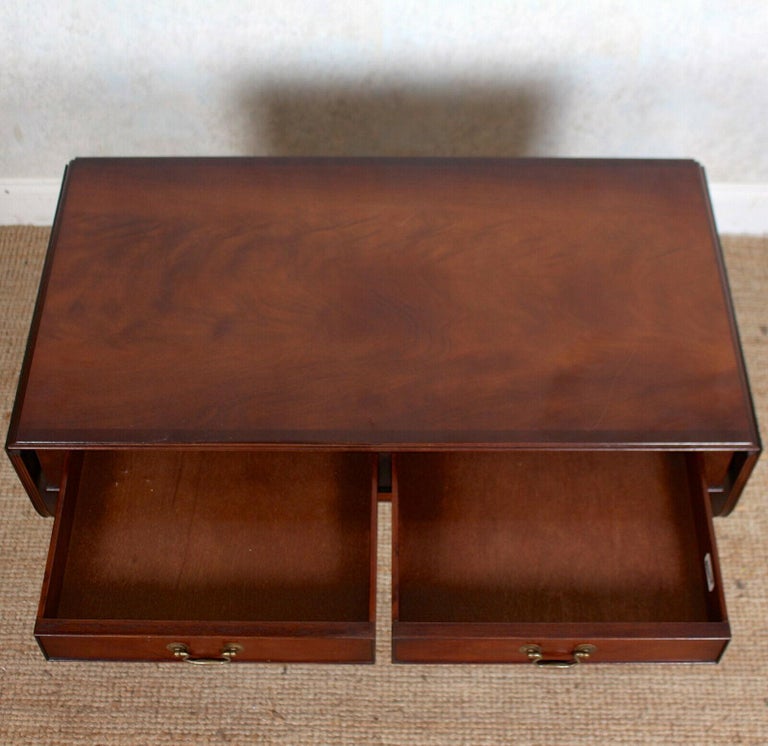 English Mahogany Sofa Writing Table Desk Bevan Funnell Drop-Leaf ...