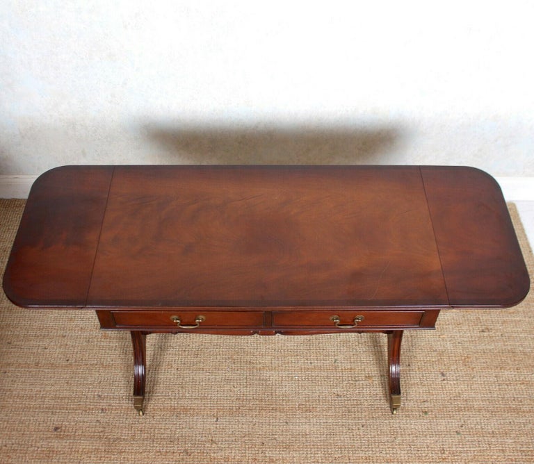 English Mahogany Sofa Writing Table Desk Bevan Funnell Drop-Leaf ...