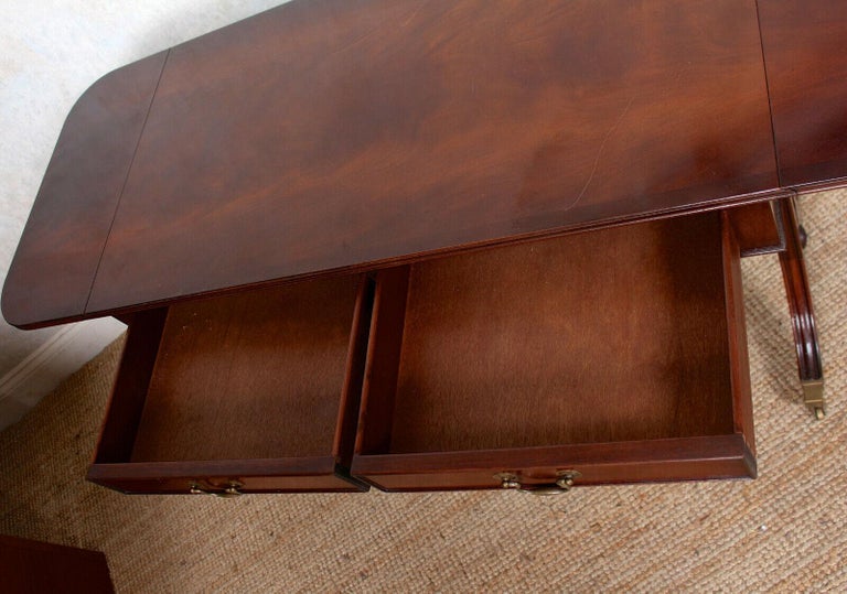 English Mahogany Sofa Writing Table Desk Bevan Funnell Drop-Leaf ...