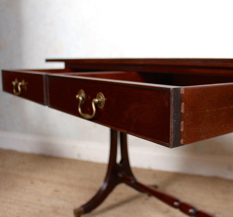 English Mahogany Sofa Writing Table Desk Bevan Funnell Drop-Leaf ...