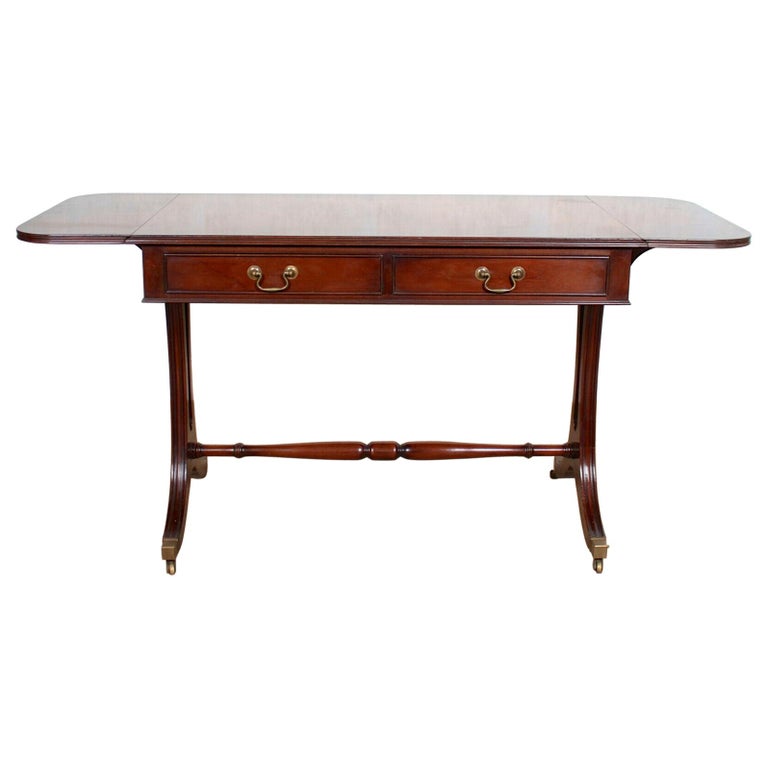 English Mahogany Sofa Writing Table Desk Bevan Funnell Drop-Leaf ...