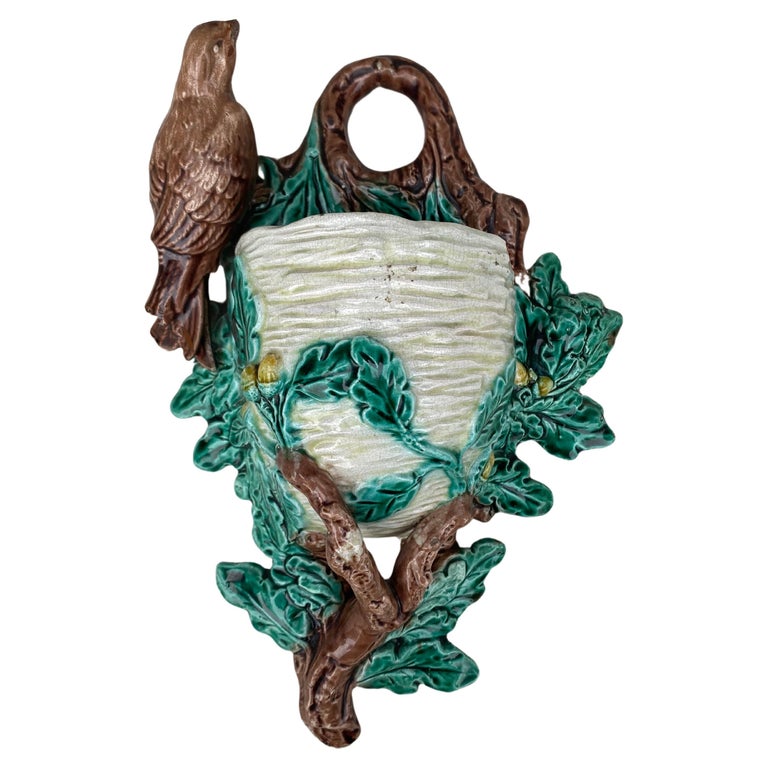 English Majolica Wall pocket Bird and Nest Joseph Roth at 1stDibs