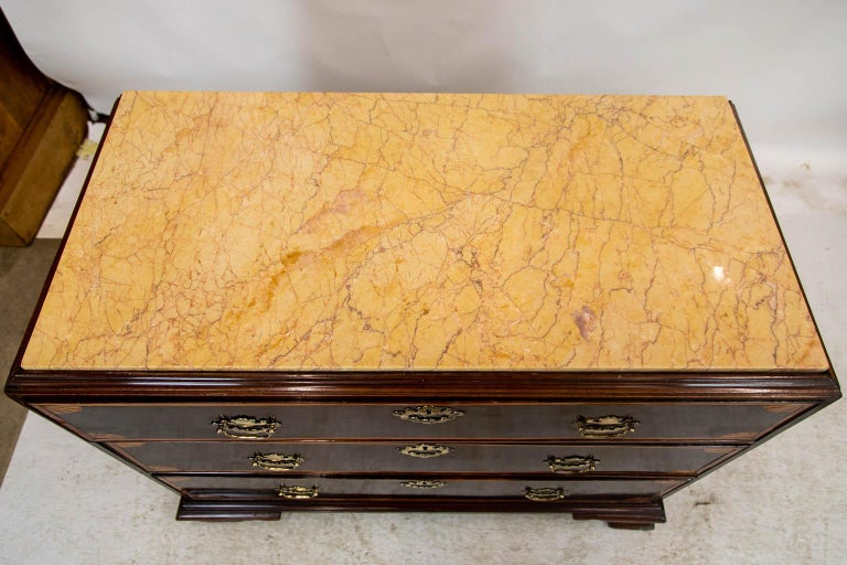 English Marble Top Inlaid Chest For Sale at 1stDibs