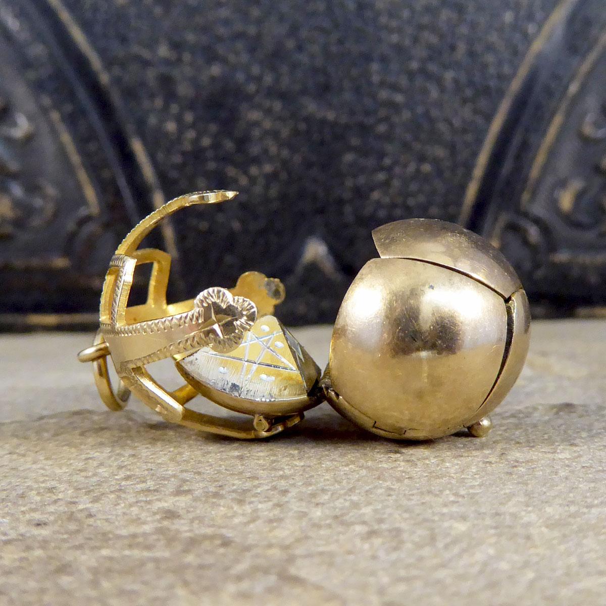 English Masonic Folding Orb Pendant in Silver and 9ct Gold For Sale at ...