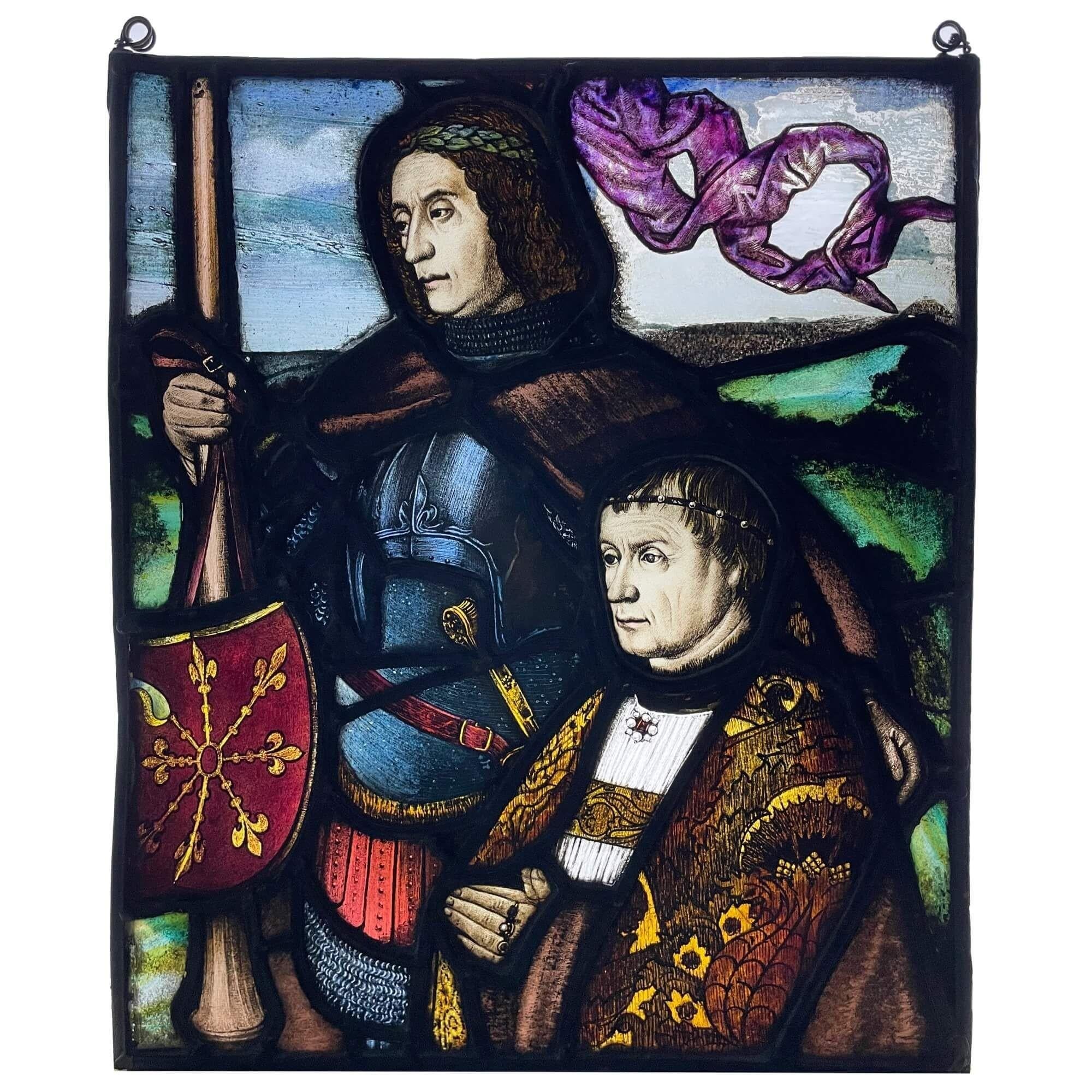 English Medieval Style Leaded Glass Window For Sale at 1stDibs