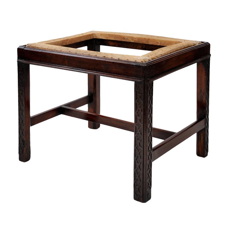 English Mid-18th Century George III Mahogany Chippendale Style Stool ...