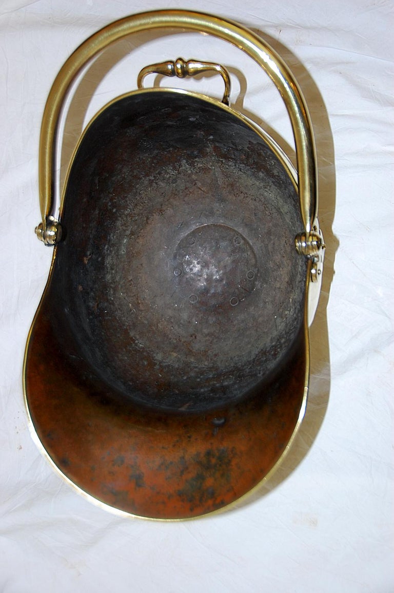 English Mid 19th Century Brass Helmut Shaped Coal Hod For Sale at 1stDibs