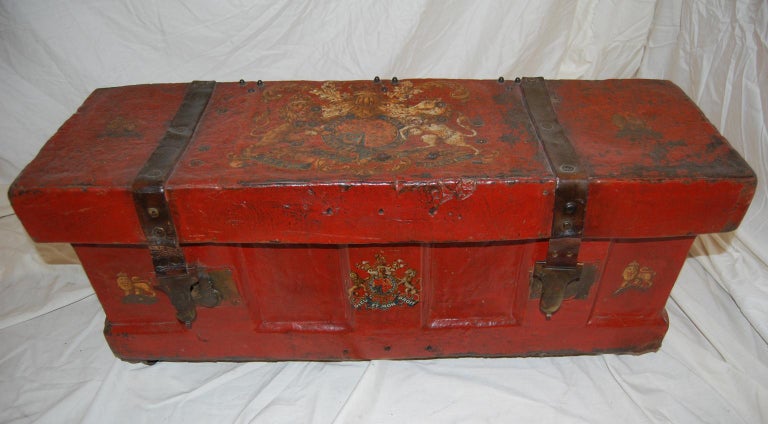 English Mid-19th Century Military Munitions Box with Royal Mottos, Coat ...