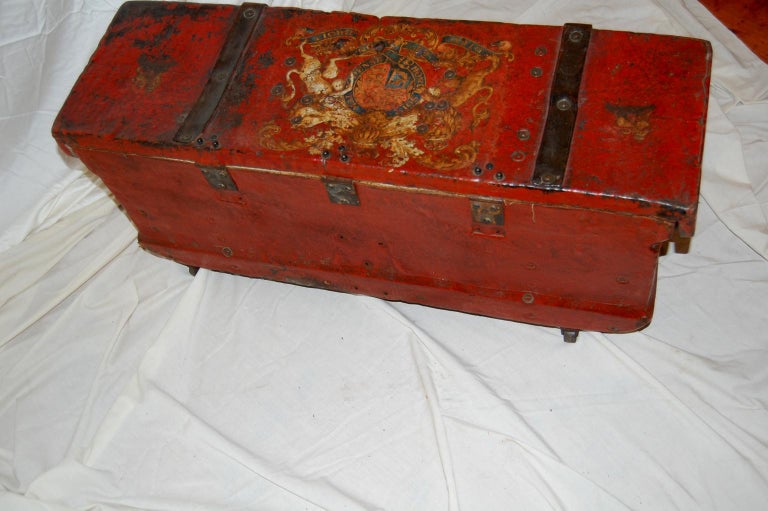 English Mid-19th Century Military Munitions Box with Royal Mottos, Coat ...
