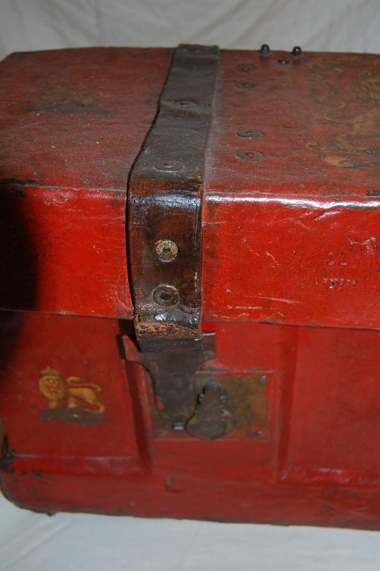English Mid-19th Century Military Munitions Box with Royal Mottos, Coat ...