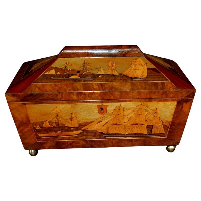 English Mid-19th Century Trinity House Tea Caddy "Shipping on the ...