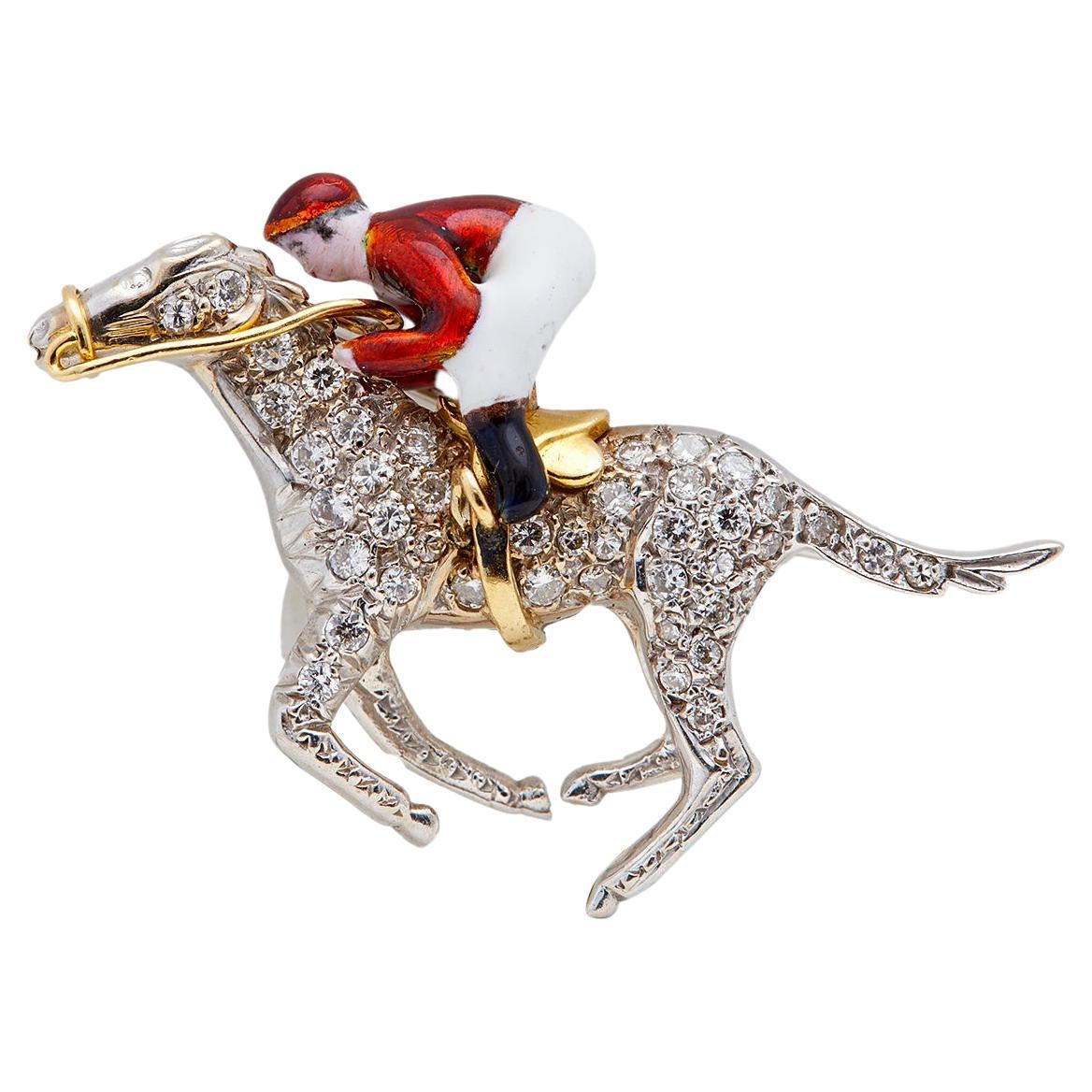 Horse and Jockey Diamond and Gold Brooch at 1stDibs | gold horse brooch ...