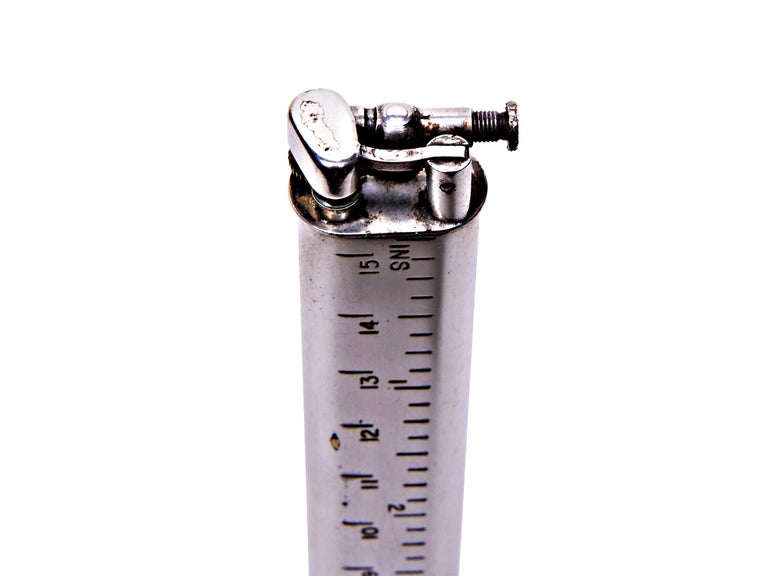 English Midcentury Silver Plated Dunhill Sylph Ruler Lift-Arm Lighter ...