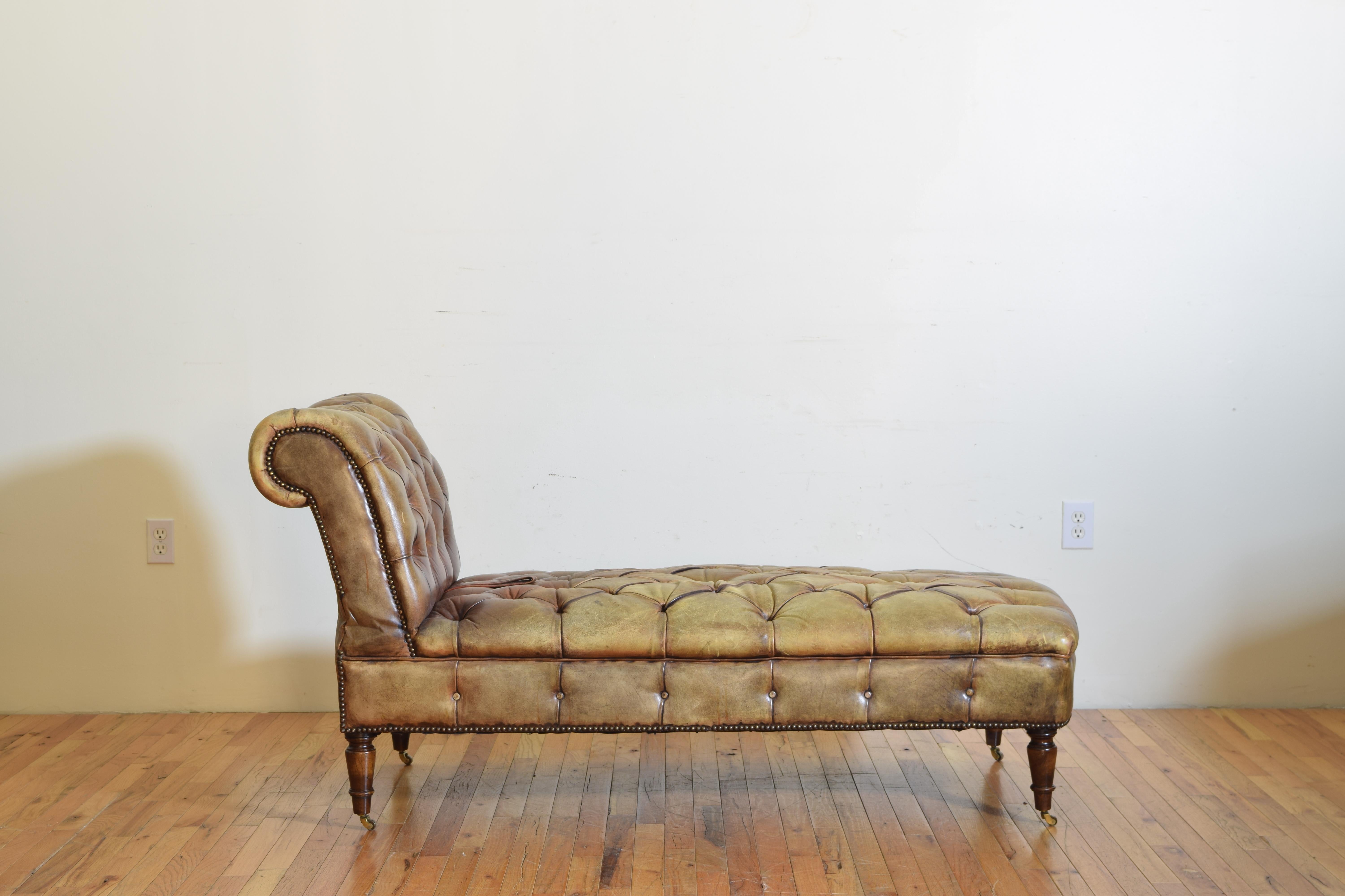 English Mid Victorian Period Tufted Leather Adjustable Reclining Daybed ...