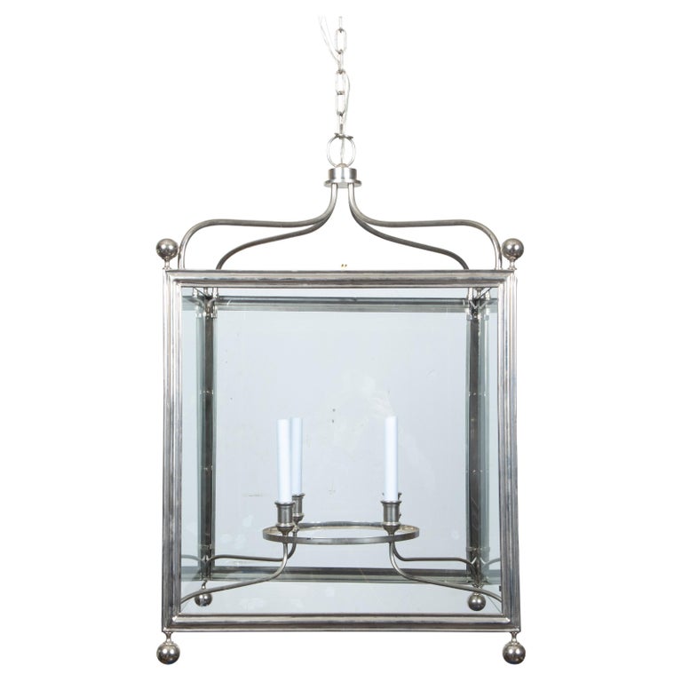 English Midcentury Four-Light Lantern with Silver Colour and Petite ...