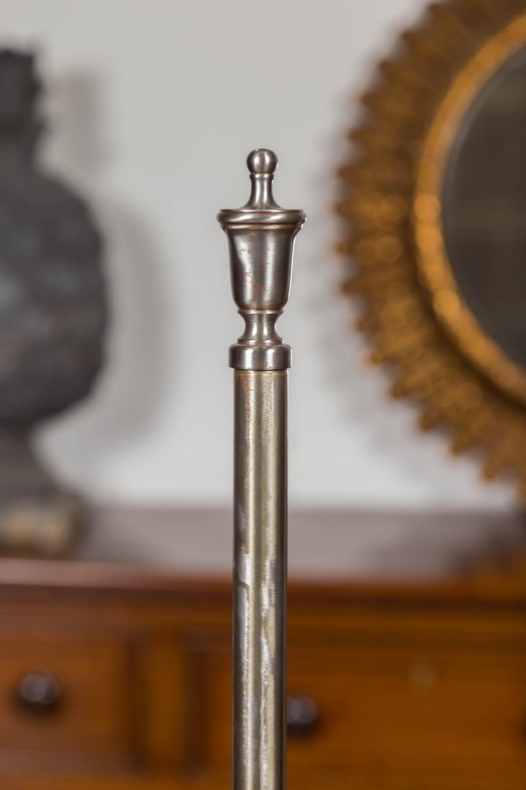 English Midcentury Steel and Oak Library Steps with Spiral Design and ...
