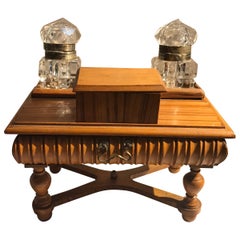 English Miniature Desk Motif Double Inkwell Box For Sale at 1stDibs