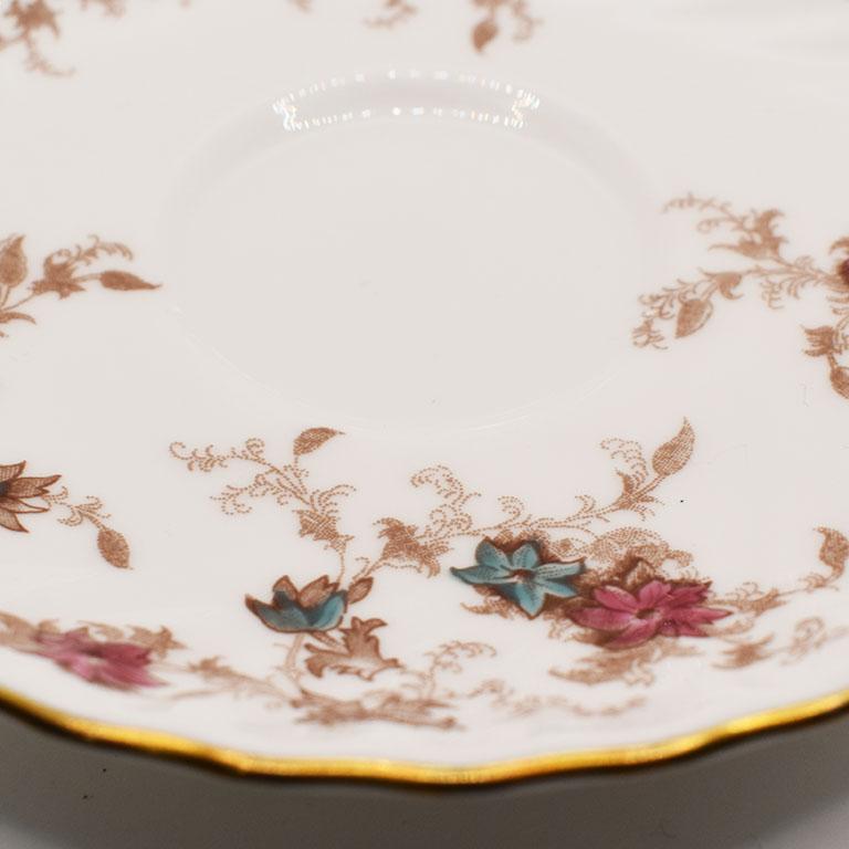 English Minton Ancestral Bone China Floral Saucer or Trinket Dish ...