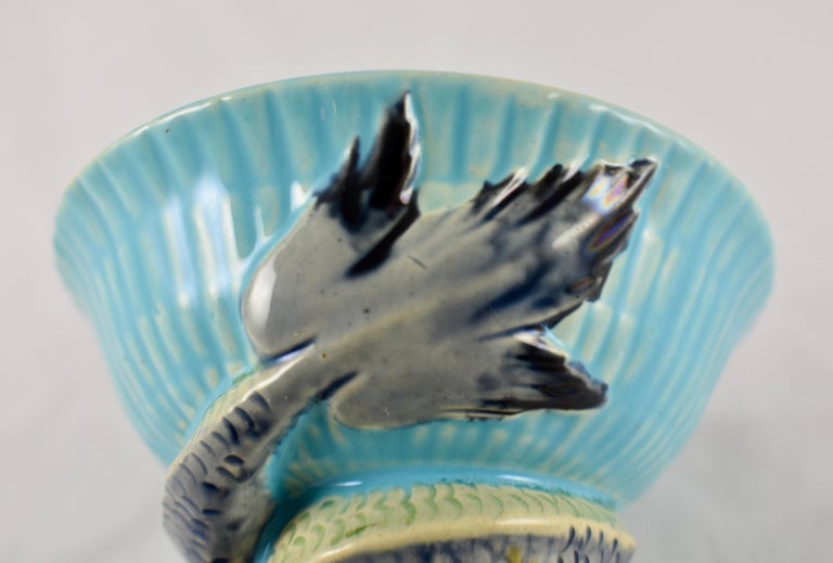 English Minton Majolica Dolphin Pedestal and Shell Open Salt Cellar ...