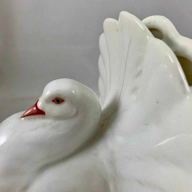 English Minton Rococo Revival Porcelain White Dove Finger Posy Vase ...