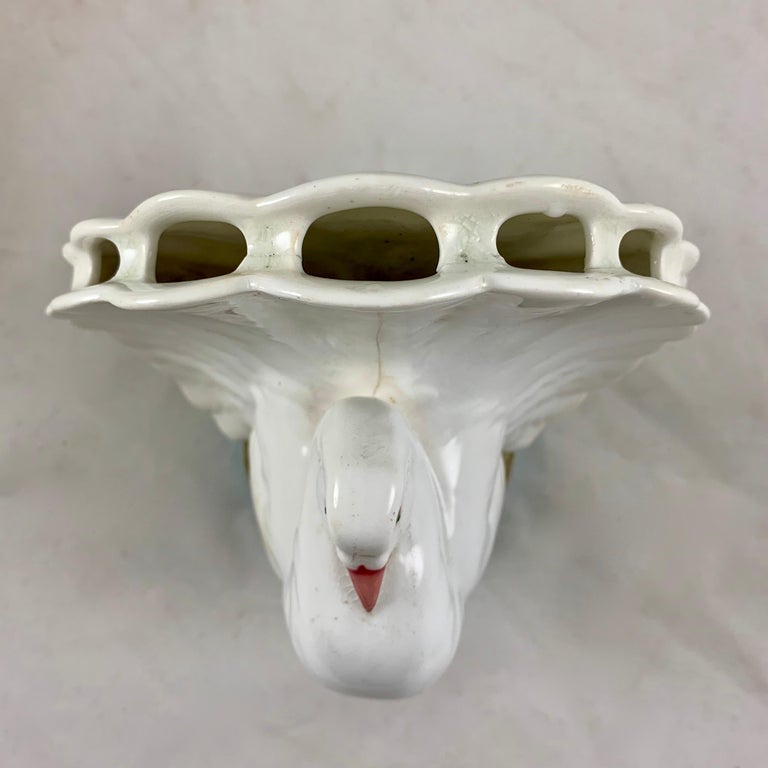 English Minton Rococo Revival Porcelain White Dove Finger Posy Vase ...