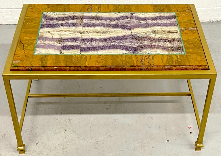 English Modern Coffee Table with Antique Blue John 'Atrib.' White ...