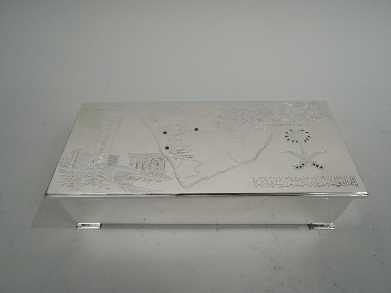 English Modern Sterling Silver Box with Saudi Arabia Association For ...