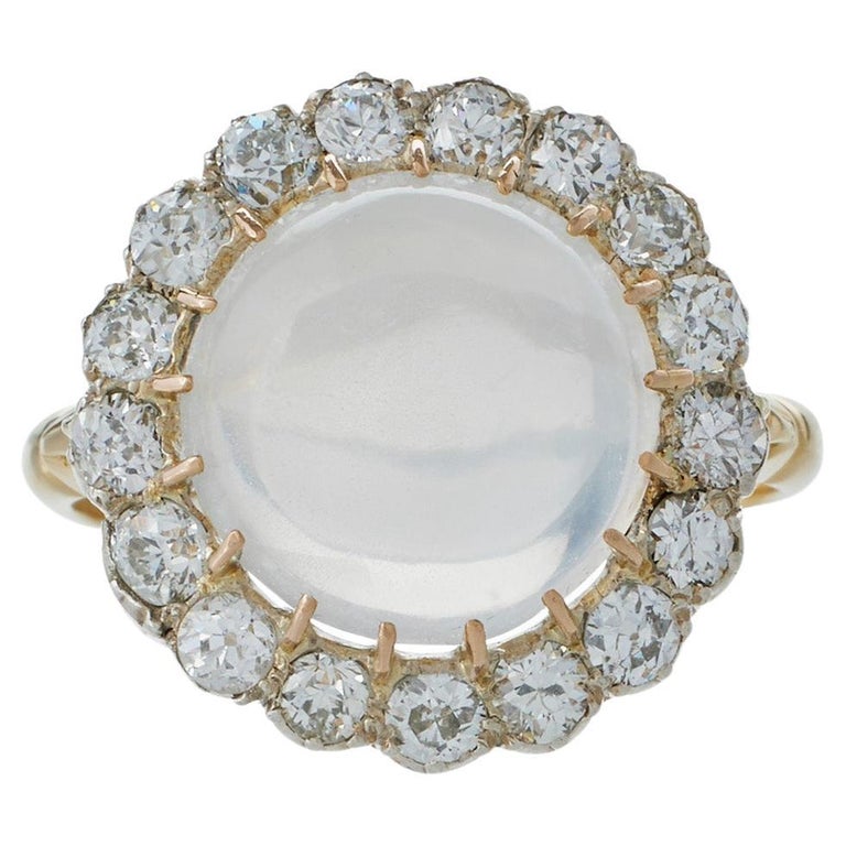 English Moonstone and Diamond Ring For Sale at 1stDibs