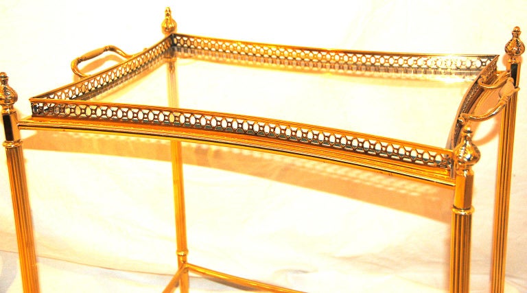 English Nesting Set of Three Brass Bar Carts with Removable Galleried ...