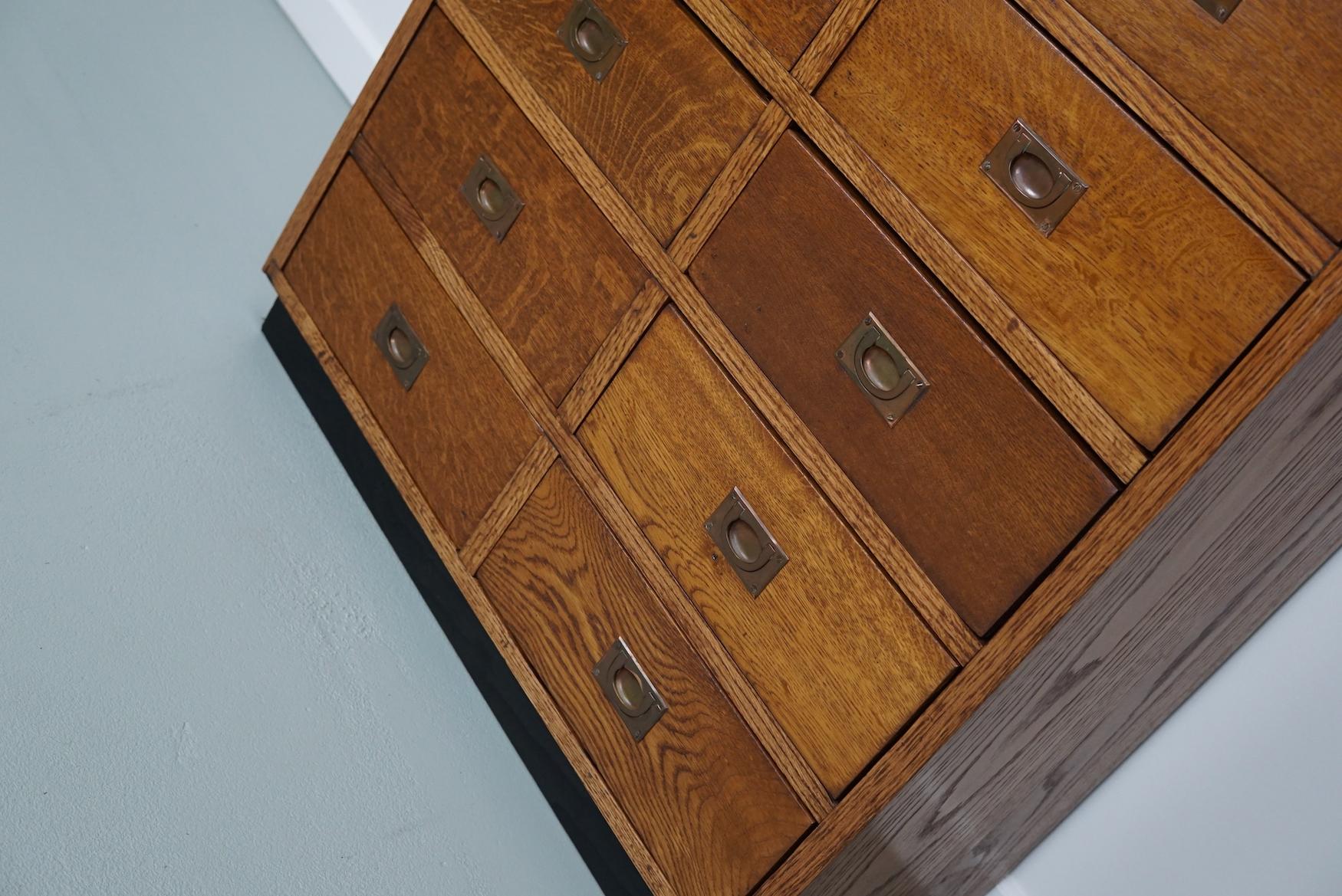English Oak Apothecary / Filing Cabinet Campaign Style, 1930s at 1stDibs