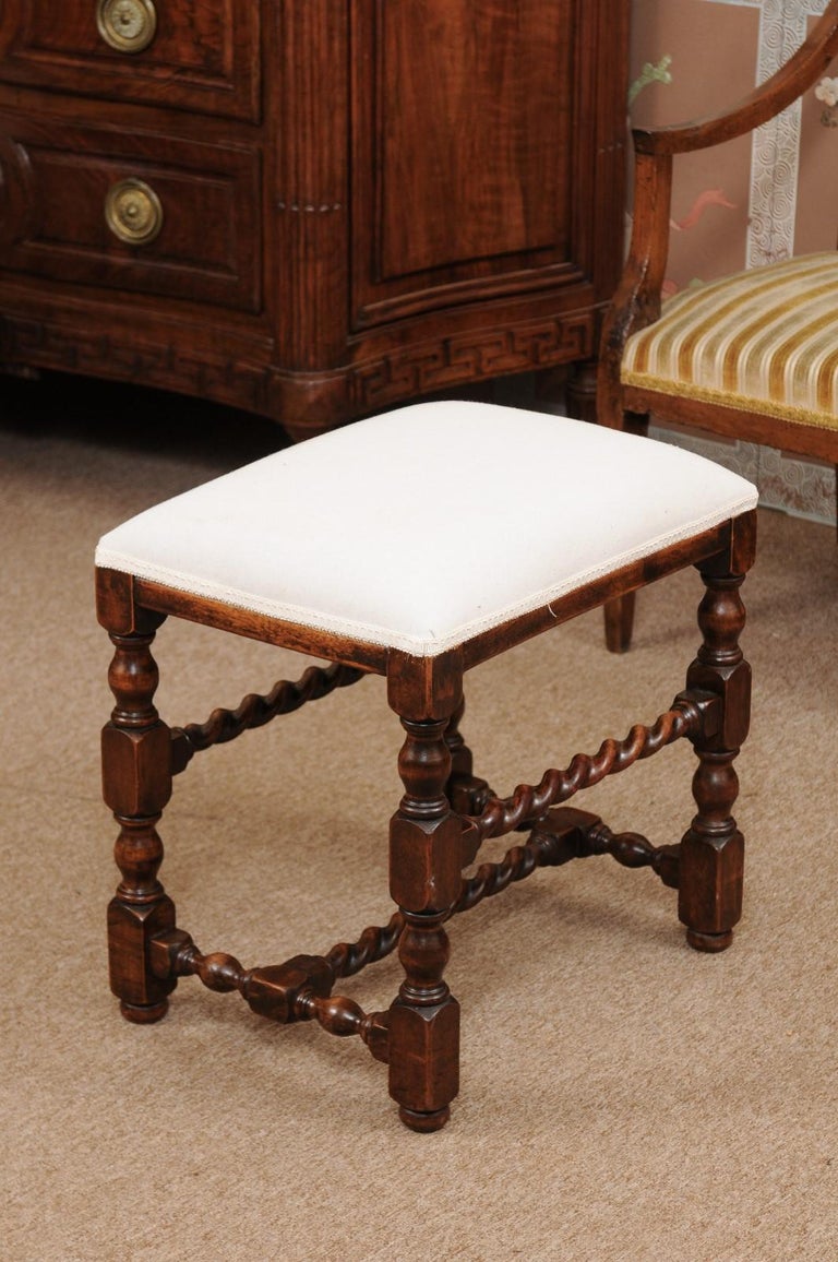 English Oak Barley Twist Stool, circa 1900 at 1stDibs