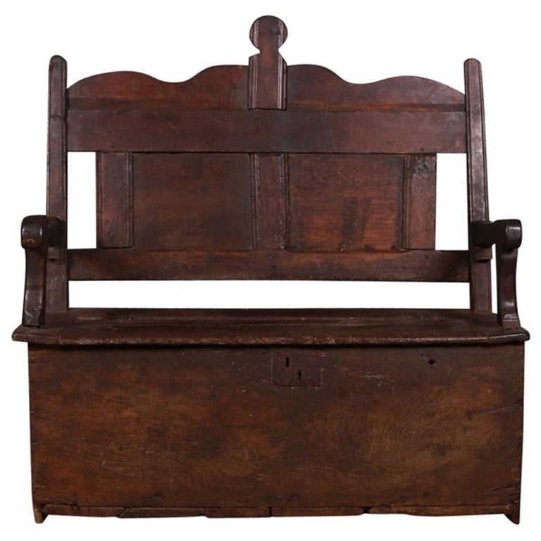 English Oak Box Settle at 1stDibs