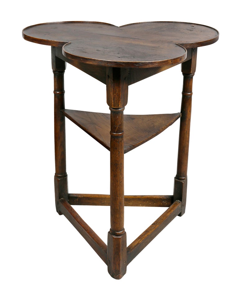English Oak Clover Shaped Cricket Table at 1stDibs
