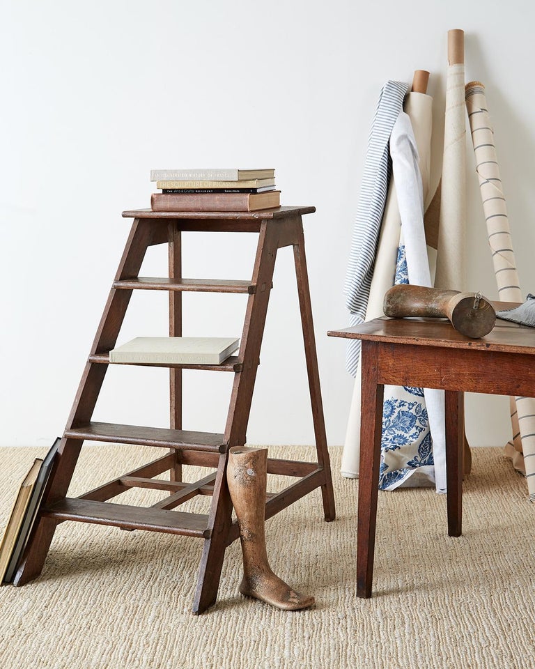 English Oak Library Steps or Stairs at 1stDibs