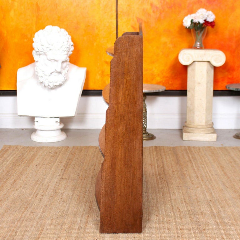 English Oak Open Bookcase Bow Front Waterfall Bookshelves at 1stDibs
