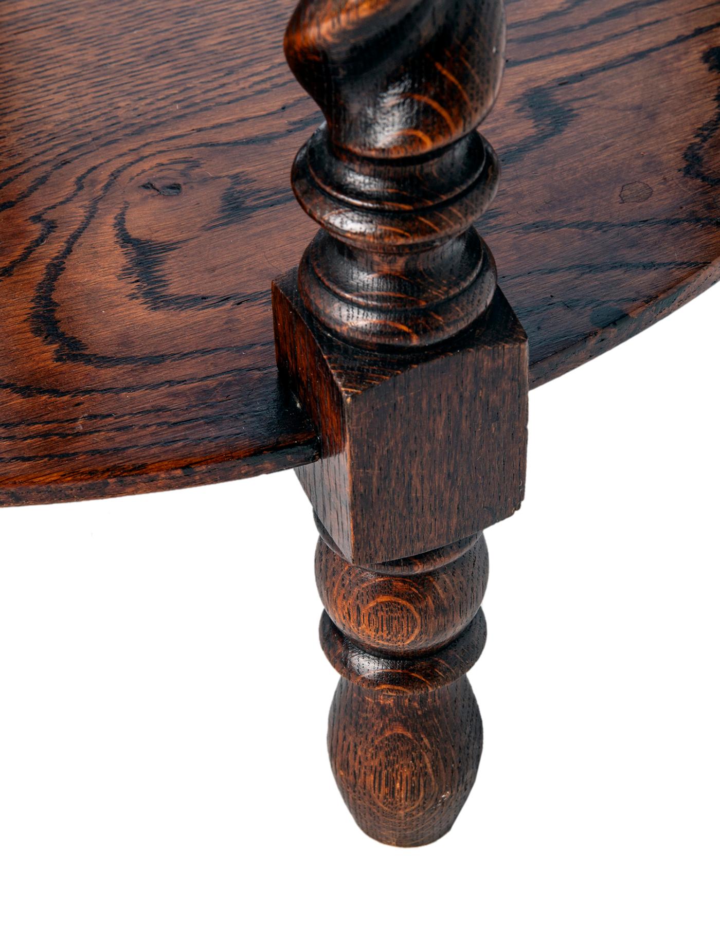 English Oak Two Tiered Table w Barley Twist Legs For Sale at 1stDibs
