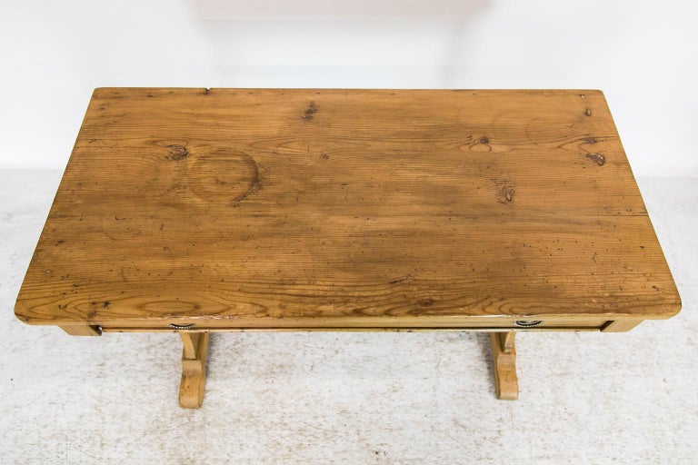 English One Drawer Stretcher Pine Table For Sale at 1stDibs