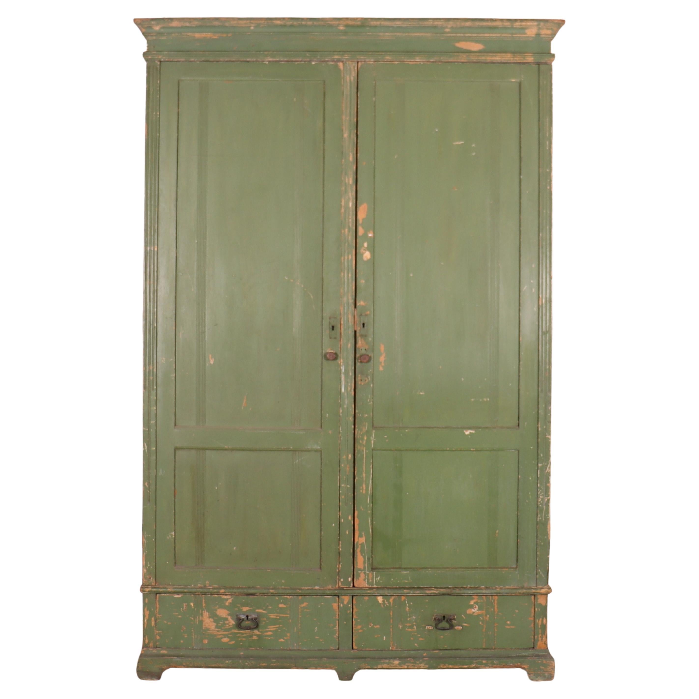 18th Century, Original Painted English Linen Cupboard at 1stDibs ...