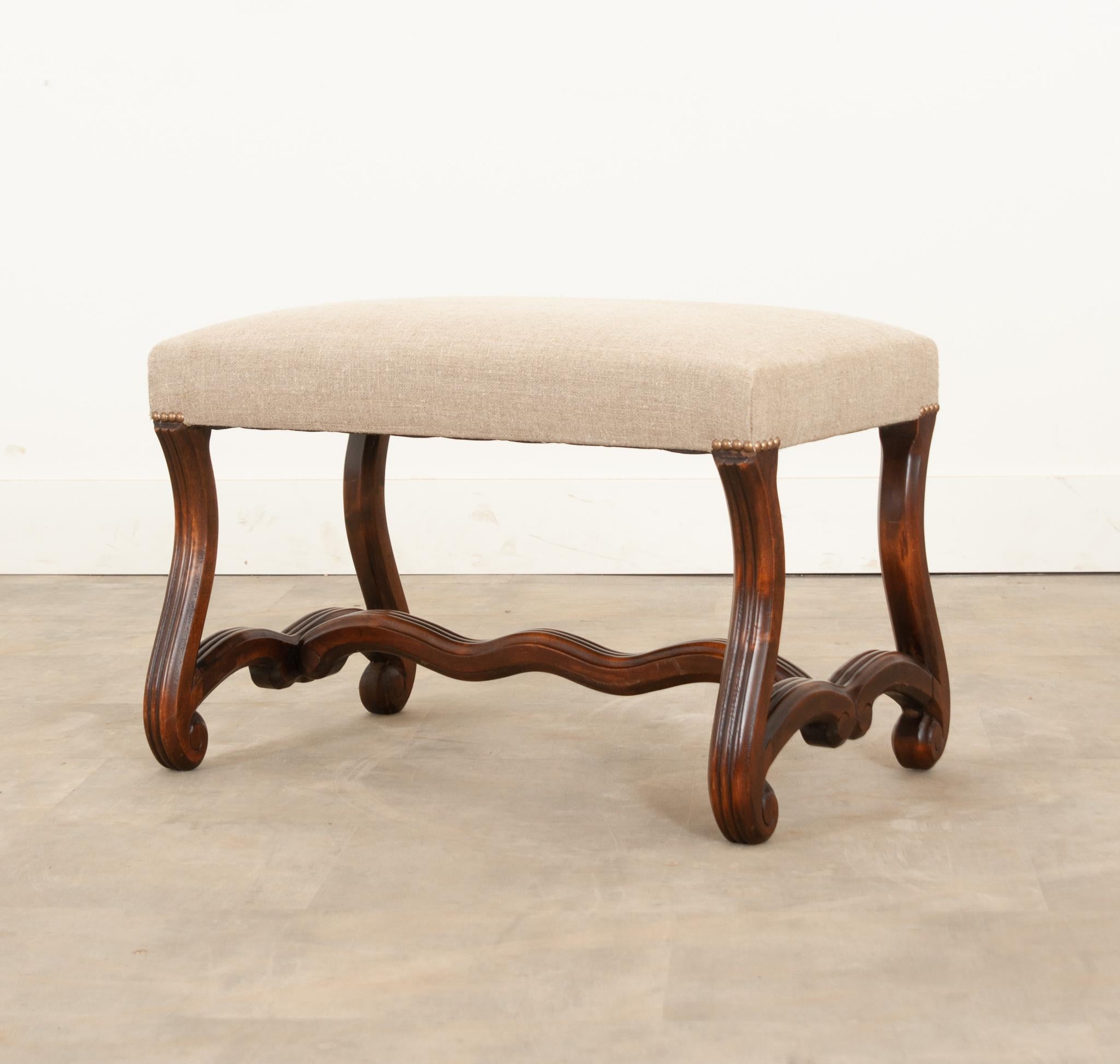 English Os De Mouton Upholstered Bench at 1stDibs