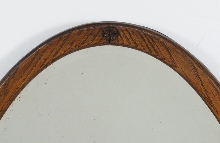 English Oval Parlour Mirror with Beveled Glass and Oak Frame For Sale ...