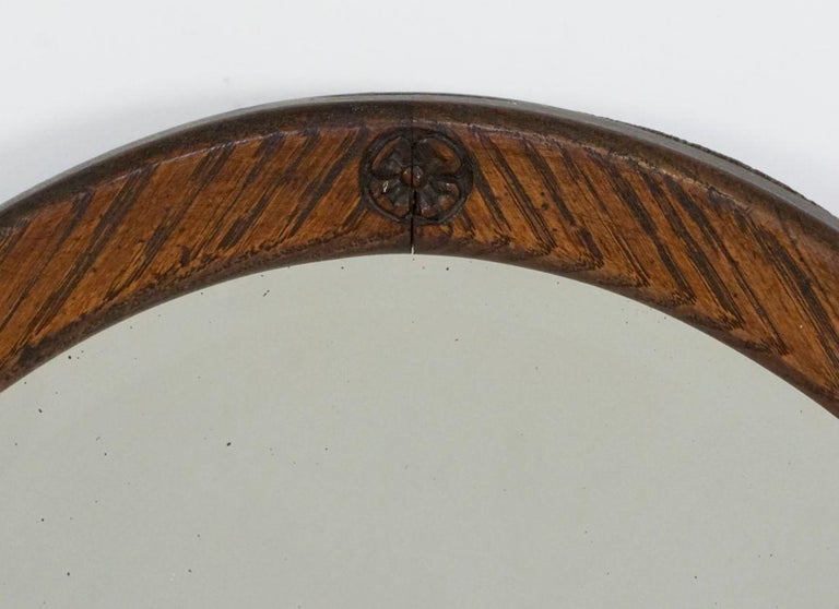 English Oval Parlour Mirror with Beveled Glass and Oak Frame For Sale ...