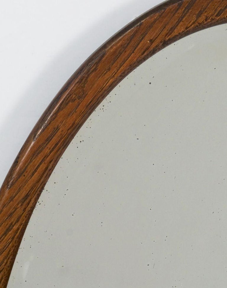 English Oval Parlour Mirror with Beveled Glass and Oak Frame For Sale ...