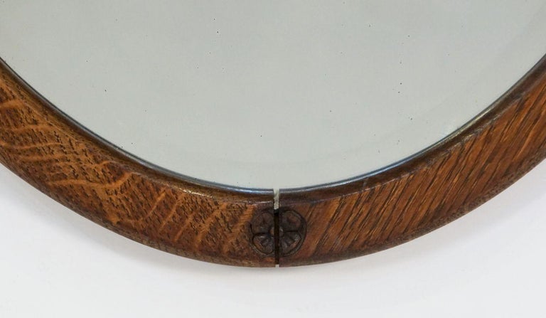 English Oval Parlour Mirror with Beveled Glass and Oak Frame For Sale ...