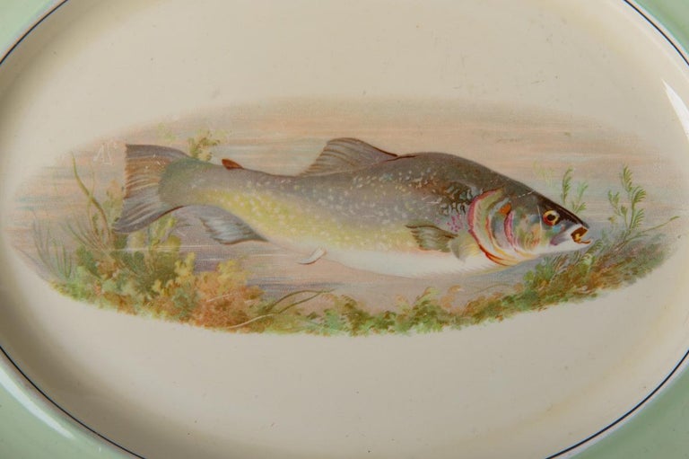 English Oval Plates with Fish For Sale at 1stDibs