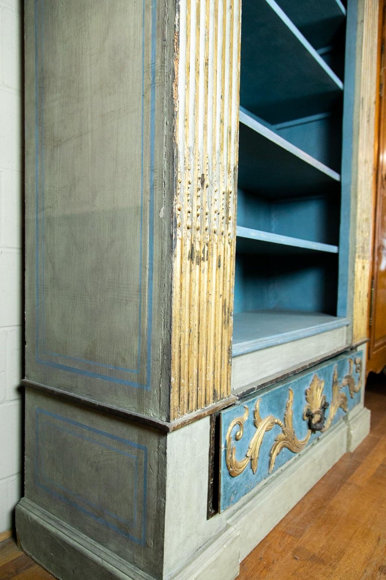 English Painted and Gilt Open Architectural Bookcase at 1stDibs