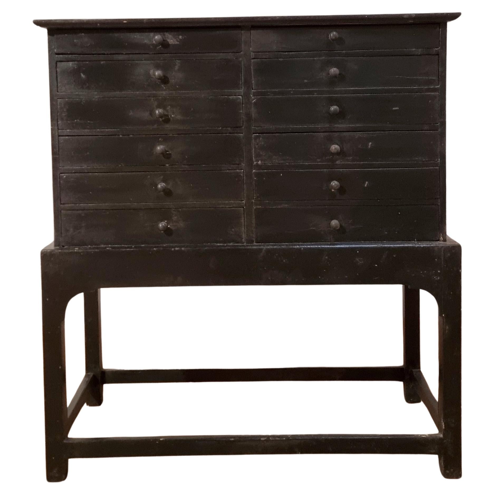 English Painted Chest of Drawers on Stand For Sale at 1stDibs