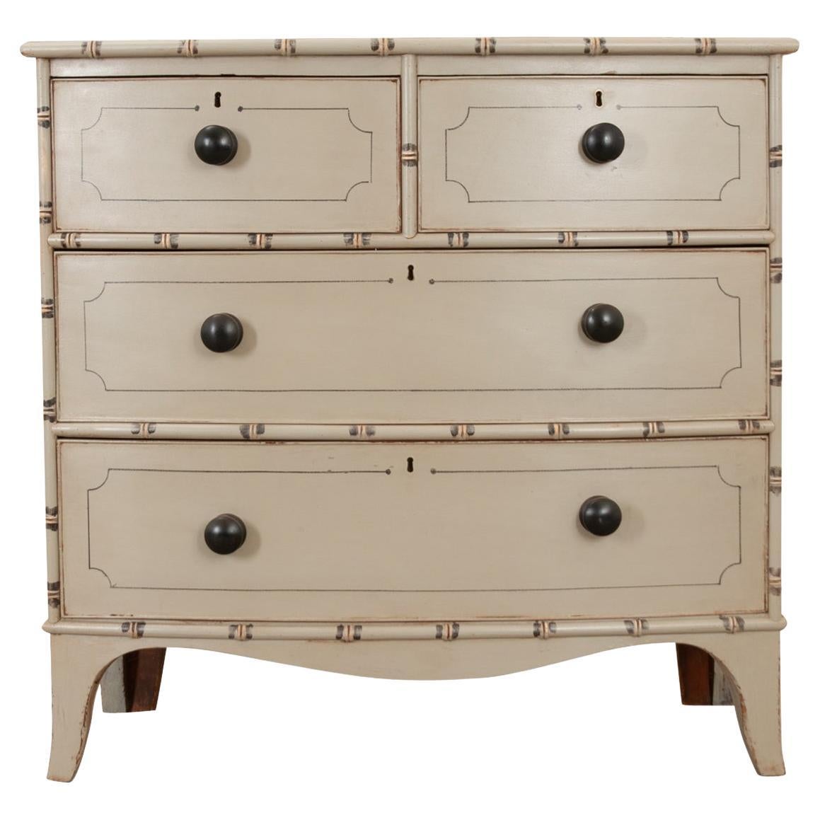 English Faux Bamboo Painted Pine Chest at 1stDibs