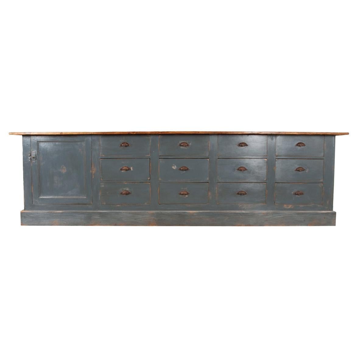English Painted Pine Haberdashery Shop Counter For Sale at 1stDibs